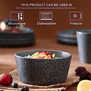 Bestone 16 Piece Round Kitchen Dinnerware Set,Plates and Bowls sets,Dishes, Plates, Bowls, Mugs, Dish Set，Plates and Bowls,Service for 4, Stoneware (round, grey matte)