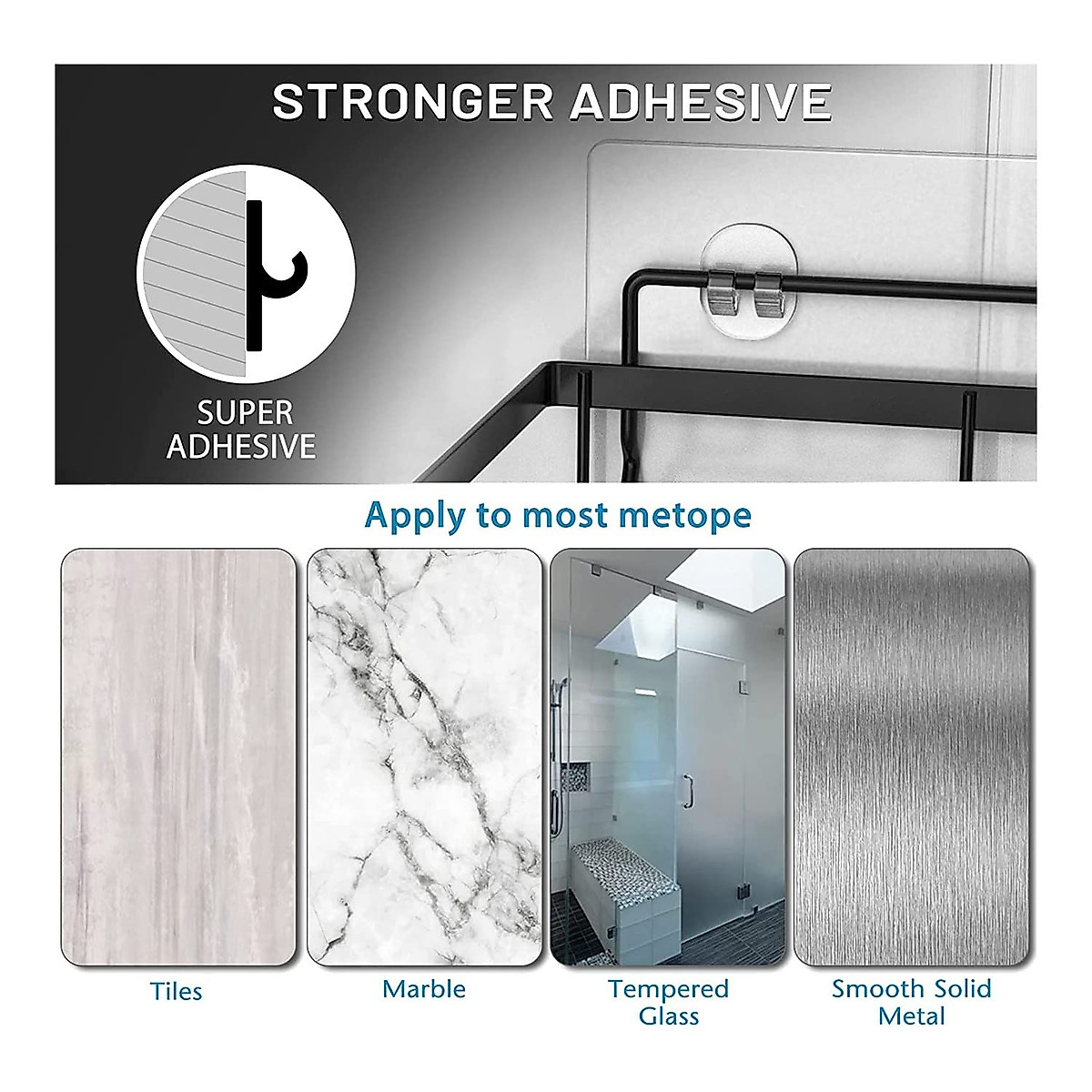 Pasotim Shower Shelf Organizer Rack(2Pack), Bathroom Accessories Basket Shelves with Hooks, Wall Mount Shower Storage