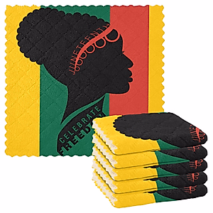 Bolaz Dish Cloths Dish Towels Kitchen Towels 6 Pack Sets Absorbent 19th June Juneteenth African Women Soft Decorative Reusable Nonstick Oil Washable