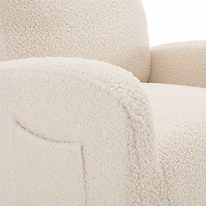 HomSof Swivel Glider Rocker Recliner, White Teddy Rocking Chair for Nursery, Modern Lounge Chair for Living Room