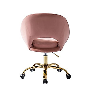 TINA'S HOME Modern Velvet Office Chair with with Adjustable Swivel, Comfy Upholstered Desk Chair with Open Back, Small Cute Chair for Living Room Study Vanity, Pink