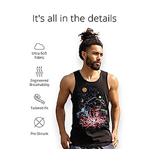 INTO THE AM Mystic Geisha Graphic Tank Tops for Men - Premium Summer Sleeveless Beach Fashion Men's Tank Tops (Navy, Large)