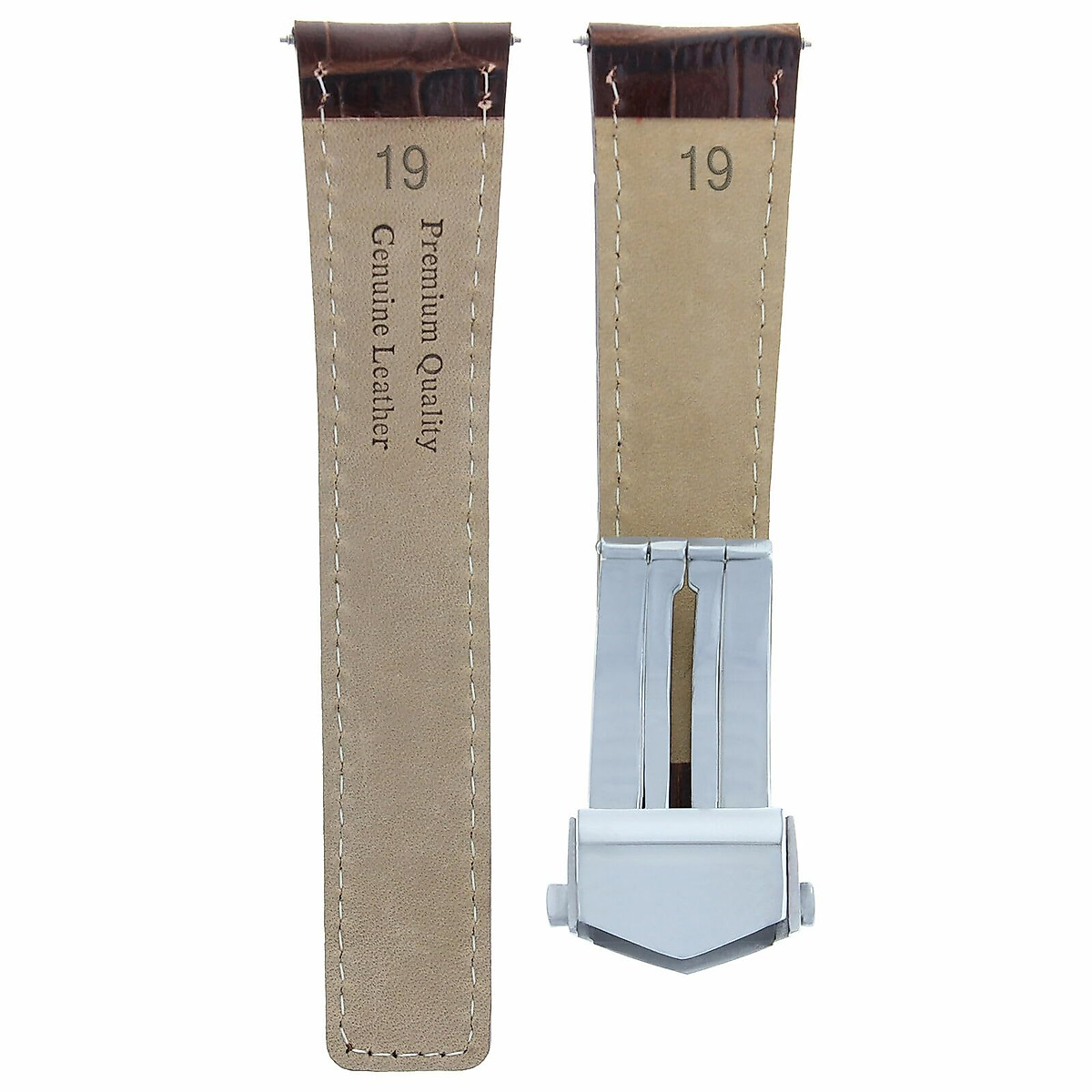 Ewatchparts 19mm Leather Watch Band Strap Compatible With Tag Heuer Carrera Twin Time Calibre 7 Watch Brown