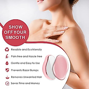 Crystal Hair Eraser for Women and Men, Hair Removal Magic Hair Eraser, Painless Exfoliation Hair Removal Tool for Arms Legs Back, Reusable Washable Portable Crystal Hair Remover - Mistyrose