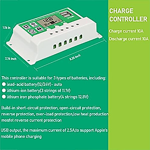 30W 12V Solar Panel Kits- 12 Volt 30 Watt Mono Crystalline Solar Panel + Intelligent 10A Charge Controller- Perfect Solar Battery Charger & Maintainer for Car, RV, Boat, Trailer, Gate Opener, Off Grid