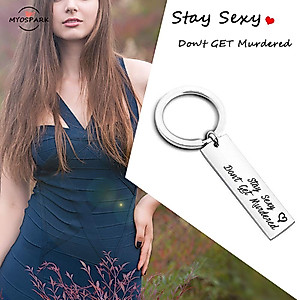 MYOSPARK Stay Sexy Don't Get Murdered Jewelry My Favorite Murder keychain SSDGM keychian (SSDGM Keychain)