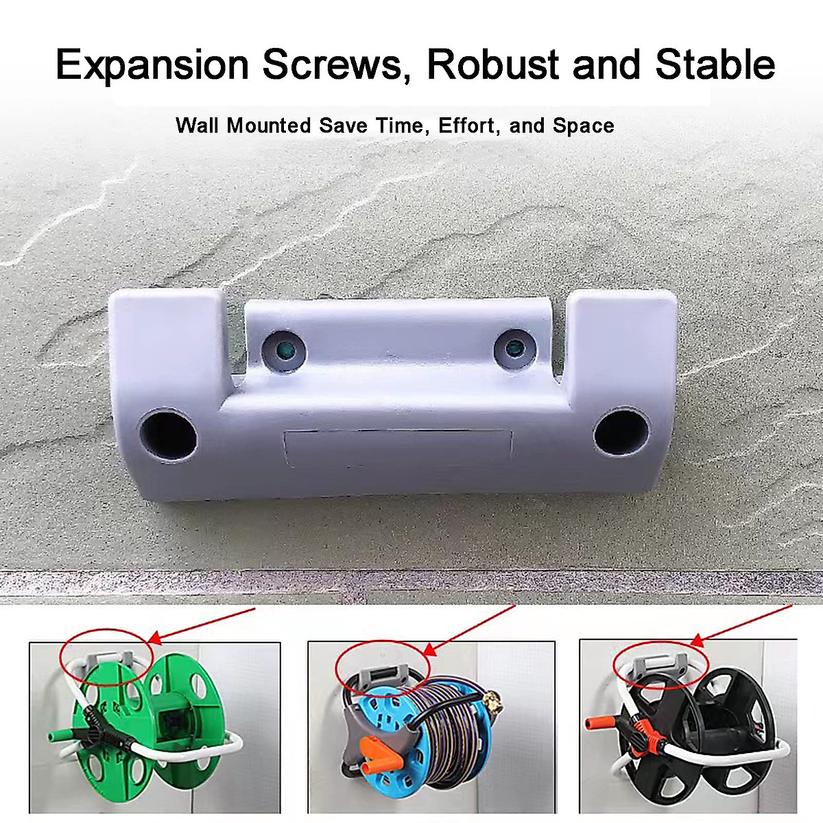 Water Hose Reel Wall Bracket PVC Plastic Garden Hose Reel Holder Wall Mount with 4 Screws & Plugs Easy Installation Hose Reel Hanger for Holding Diameter 0.78inch/2cm