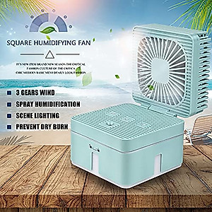 ZZCC USB Air Circulator Fan Mini Misting Fans Rechargeable Fold Ultra-light Portable 3 Speeds Modes, for Bedroom Livingroom Office (Blue)