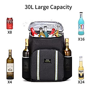 TRYPRY Cooler Backpack Leakproof 30 Cans Lightweight Backpack Insulated Cooler for Lunch Picnic Fishing Hiking Camping Park Beach (Black)