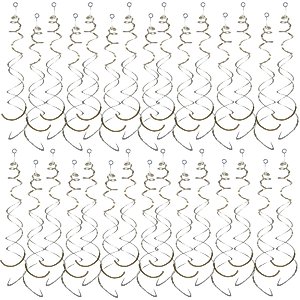 30 Pieces Silver Hanging Swirl Party Decorations Foil Decorations Ceiling Swirl Spiral Hanging Plastic Streamer for Ceiling Birthday Graduation Wedding Celebration Baby Shower Party Supply
