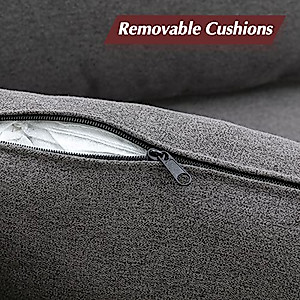 Upholstered Modern Loveseat Sofa Couch, Mini Couch with 2 Pillows and Metal Legs, 58" W Fabric Comfy Couches Furniture for Living Room, Bedroom, Compact Small Space, Apartment, Office (Grey)