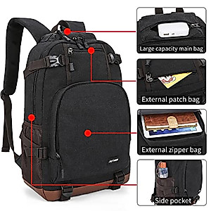 JOTHIN School Backpack for Laptop Backpack Bookbags for Travel or Work Backpack for Men Women Canvas Backpack(Black)