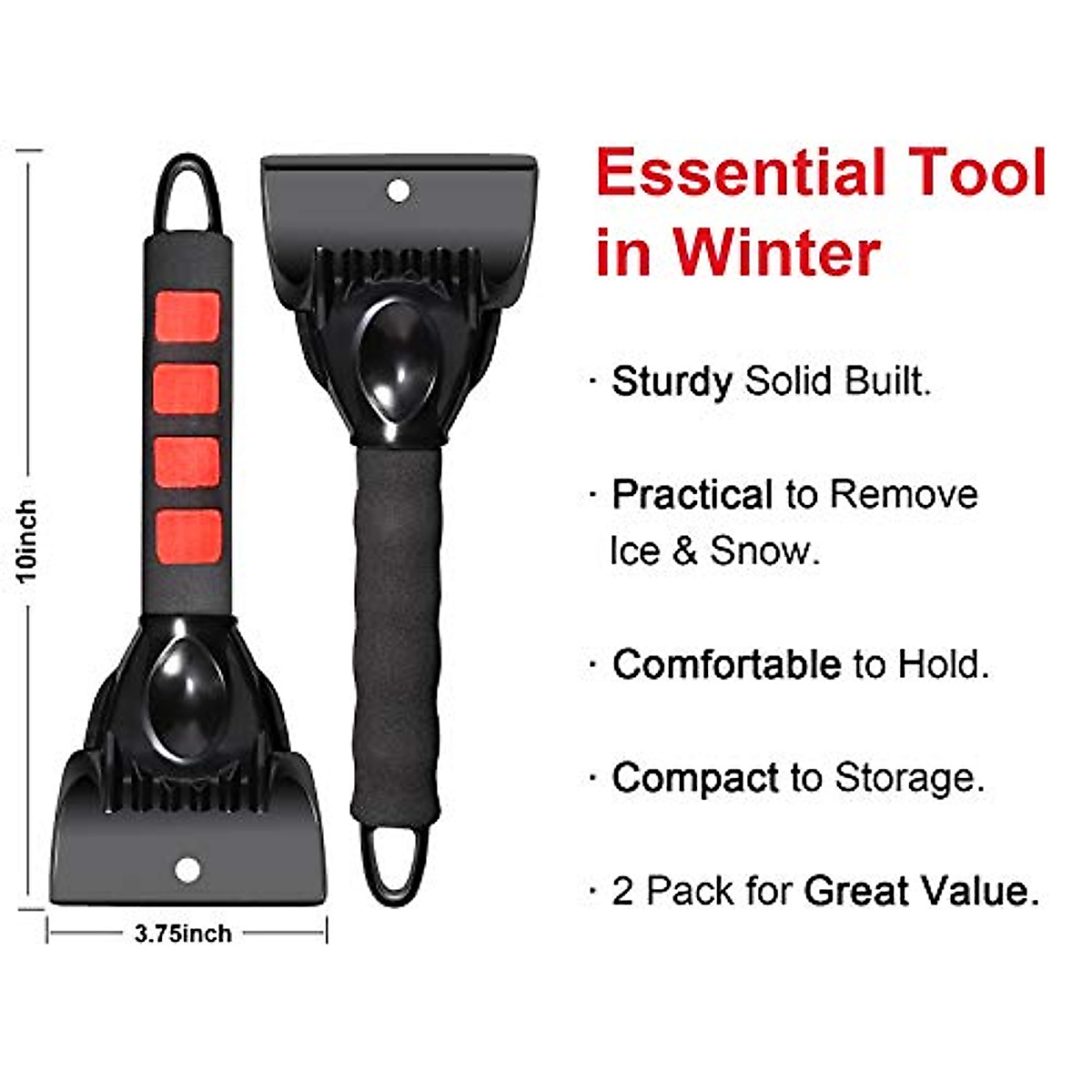 Divava Ice Scraper 2 Pack Snow Brushes Snow Scraper Frost Ice Removal Tool,Snow Ice Brush,Sturdy,Foam Grip,Compact Size,for Car Auto SUV Truck Windshield Windows