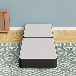 Mattress Solution, 4-Inch Sturdy Box Spring for Mattress Support-Durable and Fully Assembled, Natural Wood Foundation for Full, Black