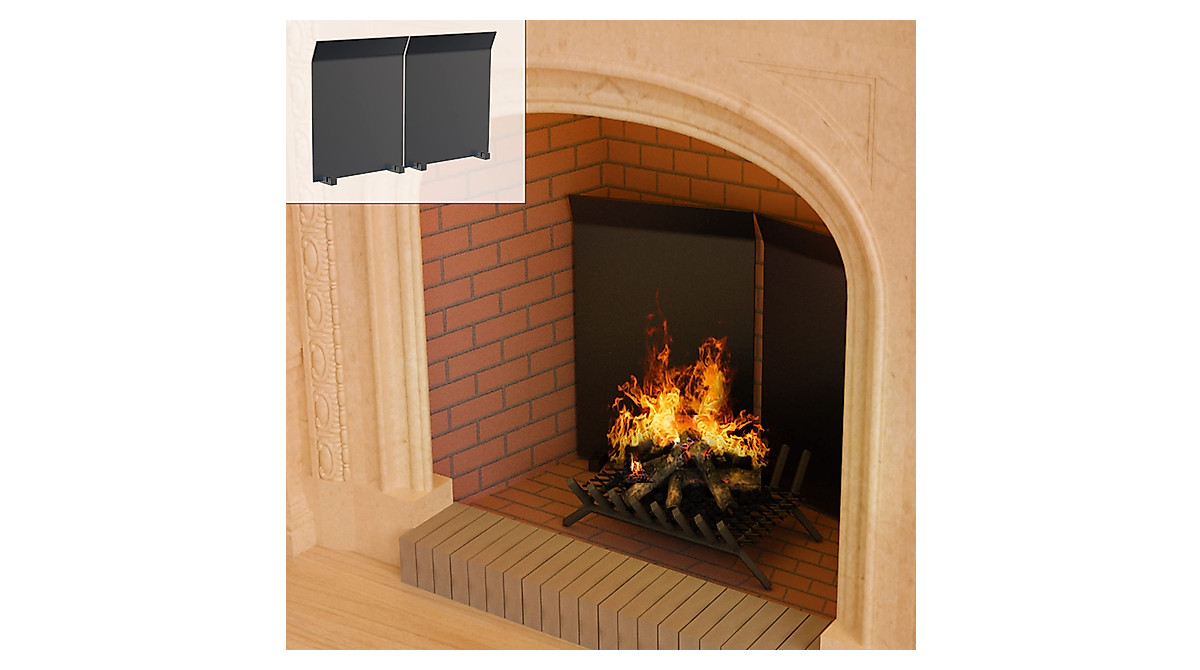 Mxclimate Adjustable Fireback with Support Legs, Heavy Duty Fireplace ...