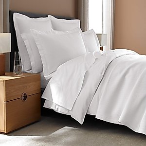 H by Frette Checkered Sateen H Bed Bundle (King) - Luxury All-White Bedding Bundle/Includes Pillowcases, Top Sheet, Fitted Sheet, Duvet Cover, Shams, Euro Shams, and Bedcover