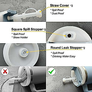 40oz Stanley Cup Accessories Set: 6 Pcs Extra Long Reusable Straws, H2.0 Silicone Spill Proof Stopper 3 Set, 2pcs 40oz Stanley H2.0 Tumbler Lid Spill Proof Splash Resistant Replacement Covers (Pink)