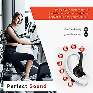 Santana Rumba by Carlos Wireless Sport Bluetooth Earbuds, Bluetooth Headphones IPX5 Waterproof, Hi-Fi HD Bass Stereo Sweatproof Earphones w/Mic Noise Cancelling Headset for Workouts, 21 HRS Playtime