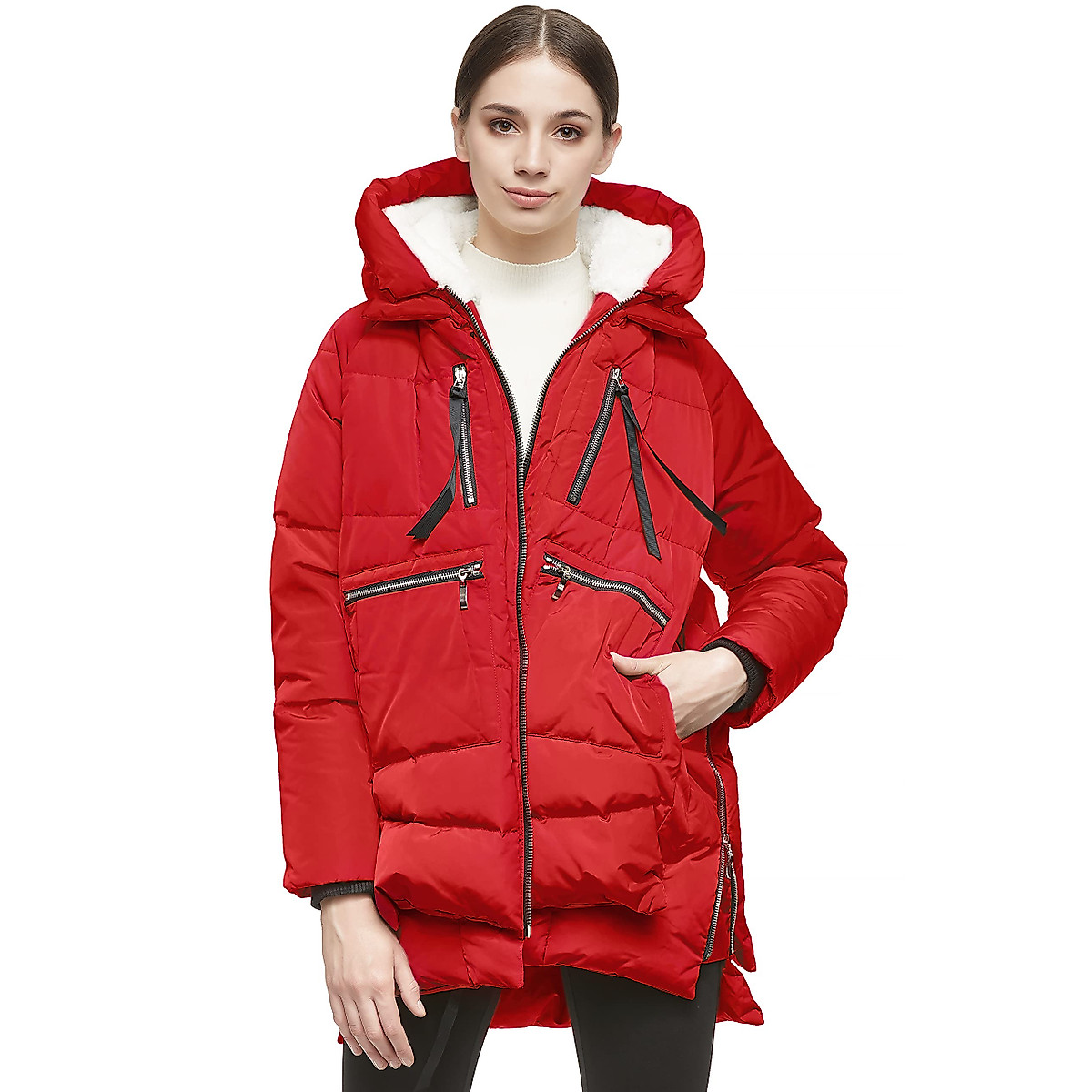 Orolay Women's Thickened Down Jacket Red Small