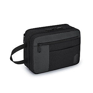 BAGSMART Travel Toiletry Bag, Toiletry Bag for Women and Men with Hanging Hook, Water-resistan Dopp Kit Door Room Essentials Makeup Cosmetic Bag, Shaving Bag Organizer for Traveling, Camping Black