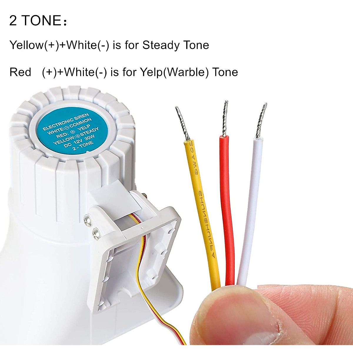 KLLsmDesign Alarm Dual Tone Wired Horn Siren with Bracket,130DB Loud Voice Warning System for Car Truck Home Doorbell Security Anti-Thief Indoor and Outdoor