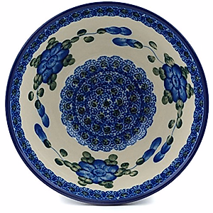 Polish Pottery Cereal/Soup Bowl 5-inch (Blue Poppies)