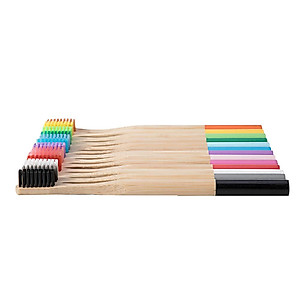 SUPVOX 4pcs Soft Toothbrush Long Handle Bamboo Teeth Brush for Deeply Oral Cavity Cleaning Home Travel Outdoor Adults Kids (Black)