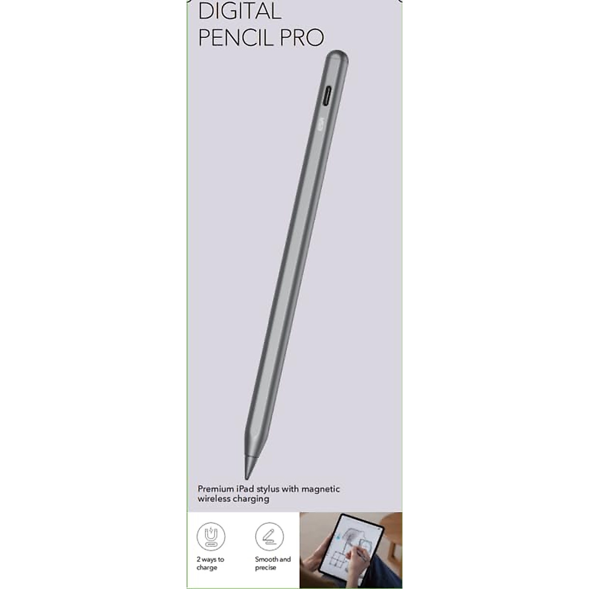 ESR Stylus Pen for iPad, Magnetic Wireless Charging iPad Pen, Digital Apple Pencil 2nd Gen with Tilt Sensitivity and Palm Rejection for iPad Pro 12.9/11, iPad Air 5/4, and iPad Mini 6, Dark Silver