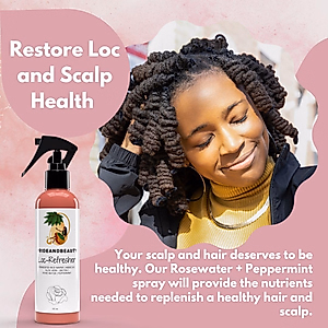 Rose Water For Locs, Daily Moisturizing Refreshing Spray, Rose Water For Hair, Rosewater and Peppermint Hair Scalp Moisturizer. (4 OUNCES)