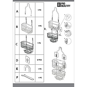 PROBEAUTIFY Hanging Shower Caddy Over Shower Head - Black Shower Caddy Hanging - Shower Caddy and Shower Rack for Ultimate Convenience