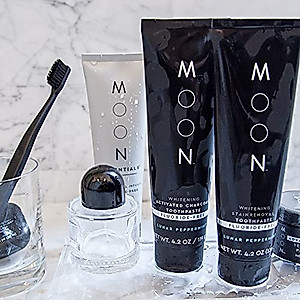 MOON Stain Removal Whitening Toothpaste, Fluoride-Free, Lunar Peppermint Flavor for Fresh Breath, for Adults 4.2 oz