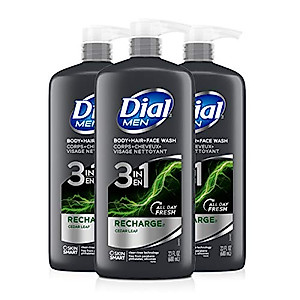 Dial Men 3in1 Body, Hair and Face Wash, Recharge, 69 fl oz (3-23 fl oz Bottles)