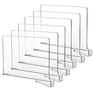 LikeU Shelf Dividers for Closets,Clear Acrylic Shelf Divider for Wood Shelves and Clothes Organizer/Purses Separators Perfect for Kitchen Cabinets and Bedroom Organizer,6 PCS