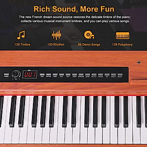 ZHRUNS Digital Piano,88 key Full Weighted Keyboard Piano,Heavy Hammer Keyboard Sustain Pedal, Power Supply, USB Connecting and Audio Input/Output for Beginner & Professional