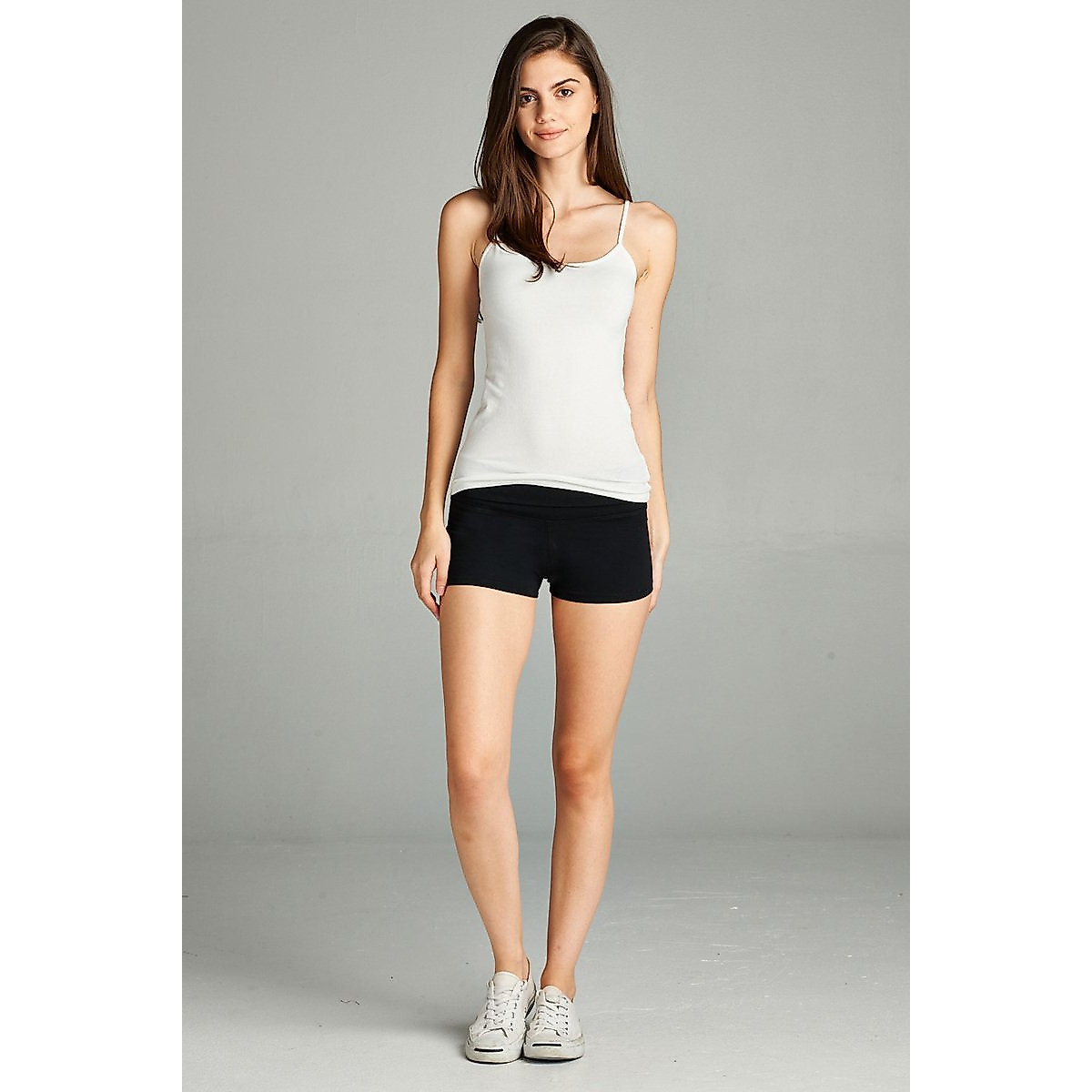 Emmalise Women's Active Yoga Shorts Low Rise Fold Over Workout Dance Pant (Large, 3Pk, Black)