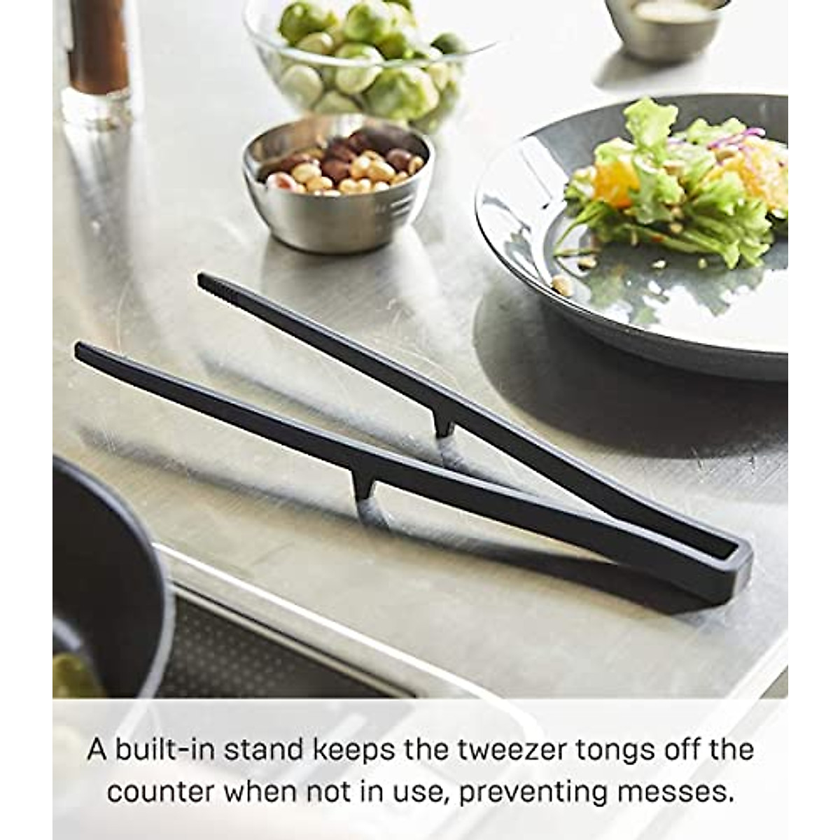 Yamazaki Home Silicone Kitchen Tongs, Silicone, No Assembly Req., Black