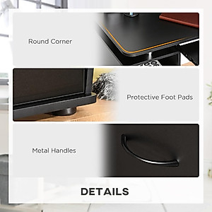 Black Computer Desk with Storage Shelves Monitor Stand Keyboard Tray, Home Office Desk, Simple Modern Style Laptop Desk for Small Space, Office Desk with Adjustable Monitor Stand Study Writing Table