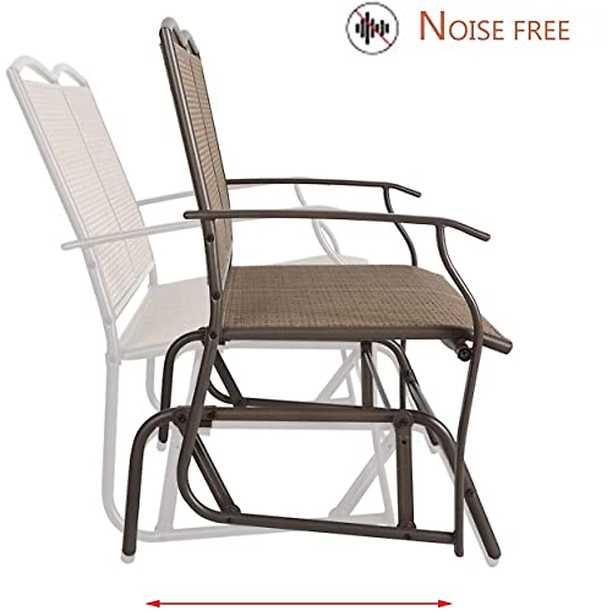 ALIMORDEN Patio Wicker Swing Glider Bench for 2 Person, Outdoor Sturdy Steel Frame Rocking Lounge Chair, Weather Resistant Rattan Chair for Garden, Backyard, Porch, Brown