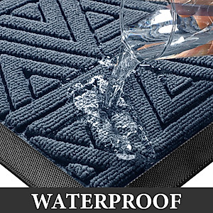 Yimobra Front Door Mat Outside Entrance 72 x 24, Waterproof and Washable Outdoor Mat, Non Slip Rubber Backing, Heavy Duty Welcome Matt for Home Entry Floor Porch Garage Office, Low Profile, Blue