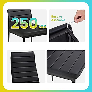 FDW 5 Piece Table and Chairs Dining Table Set Kitchen Table for Small Spaces Dinning Room Marble Grain (Black)