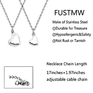 FUSTMW Goddaughter Necklace Godmother In Heart Matching Necklace Set Goddaughter Baptism Gift Religious Jewelry for Godmother (necklace set)