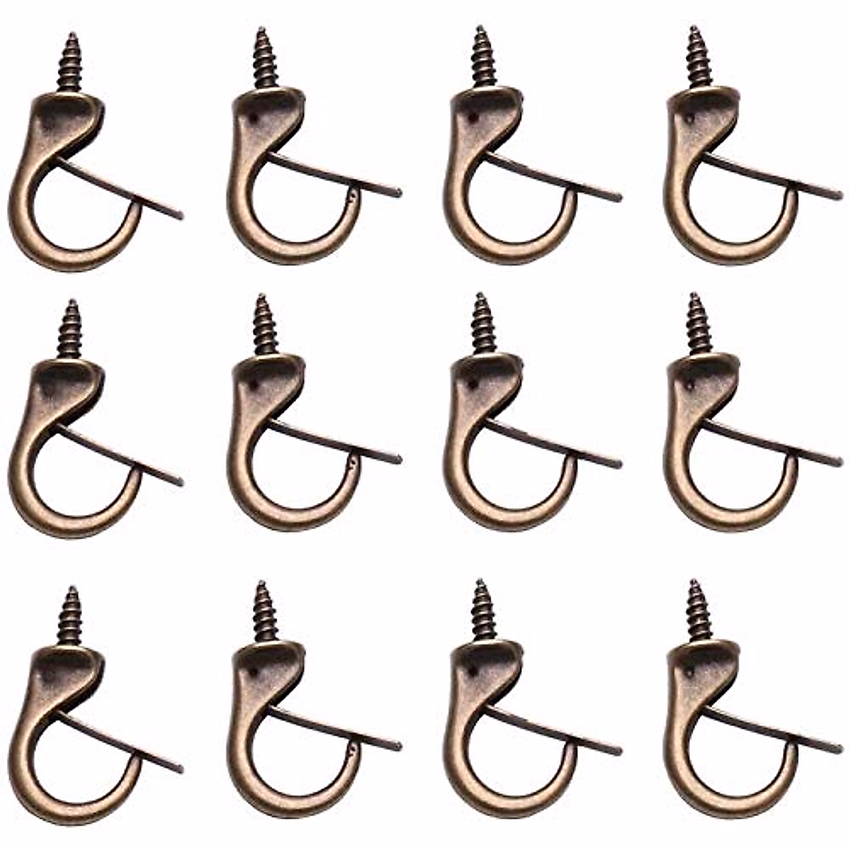 2IN Safety Cup Windproof Hooks,15 Pieces Metal Ceiling Hooks Heavy Duty Windproof Metal Hooks Screw Outdoor Indoor Porch Bathroom Kitchen Wall Hang Hooks Set for Coffee Tea Cup, Plant, Light, Mug