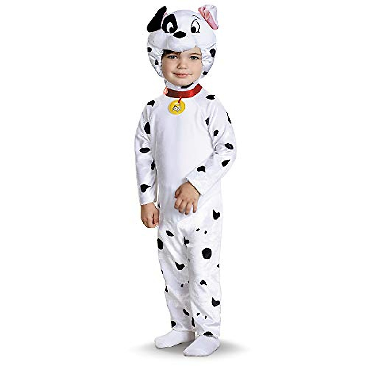 Dalmatian Costume for Toddlers, Officially Licensed 101 Dalmatians Costume Jumpsuit and Headpiece, Classic Toddler Size Extra Small (12-18 Months) Multicolored