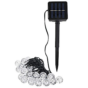 Outdoor String Lights, Waterproof Christmas Decoration Light, 19.7 Feet 30 LED Solar Powered Patio Lights Super Bright with Support Pillar Fairy Lights for Xmas Tree Garden Home (Warm Yellow)