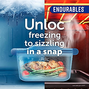 Ziploc Endurables Medium Container, 4 Cups, Reusable Silicone Bags and Food Storage Meal Prep Containers for Freezer, Oven, and Microwave, Dishwasher Safe