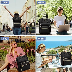 FOCDOD Laptop Backpack Women Work Bag - 15.6 inch with Laptop Compartment Waterproof Professional Travel Backpack Purse with USB Charger for College Teacher Nurse Business Women Orange