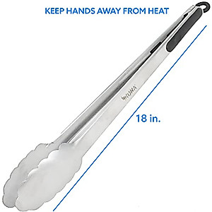 Kona Grill Tongs - Premium Tongs for Cooking, BBQ & Outdoor Grill - Stainless Steel Metal, Long, Heavy-Duty, and Ergonomic - Perfect for Grilling and Barbecue