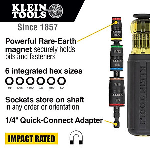 Klein Tools 14-in-1 Magnetic Screwdriver Set with Impact Flip Socket Set