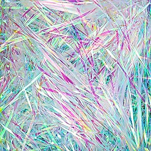 Zwish 1LB Sparkly Iridescent Film PP Hamper Shreds & Strands Shredded Crinkle Confetti for DIY Gift Wrapping & Basket Filling