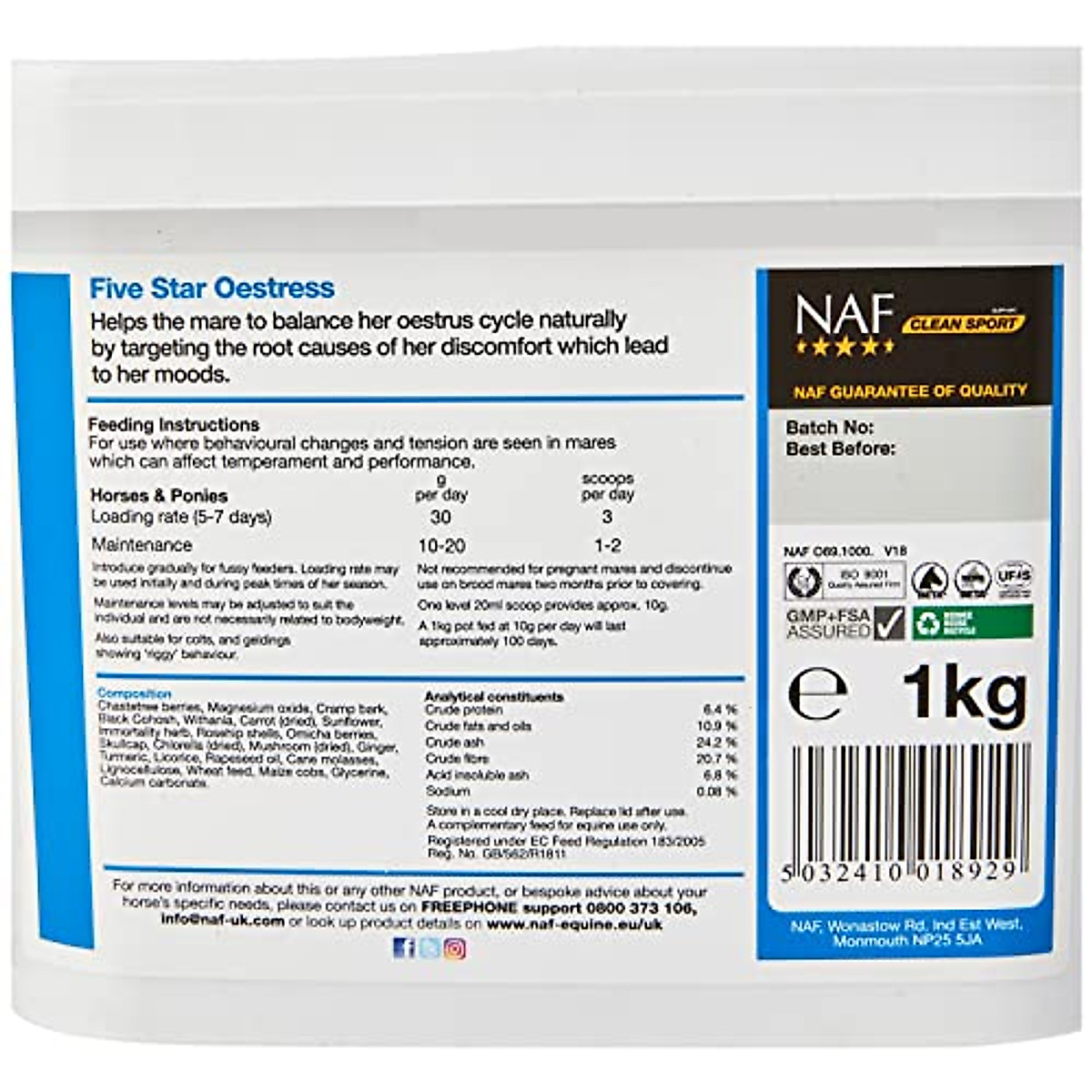 NAF 'OESTRESS' HORSE SUPPLEMENT, 1KG NET
